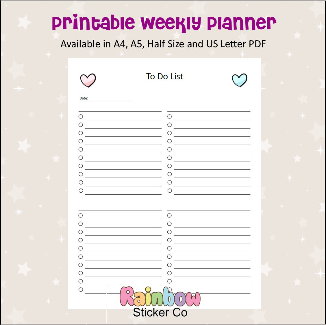 Printable to Do List PDF, Printable Productivity Tracker, Organization ...
