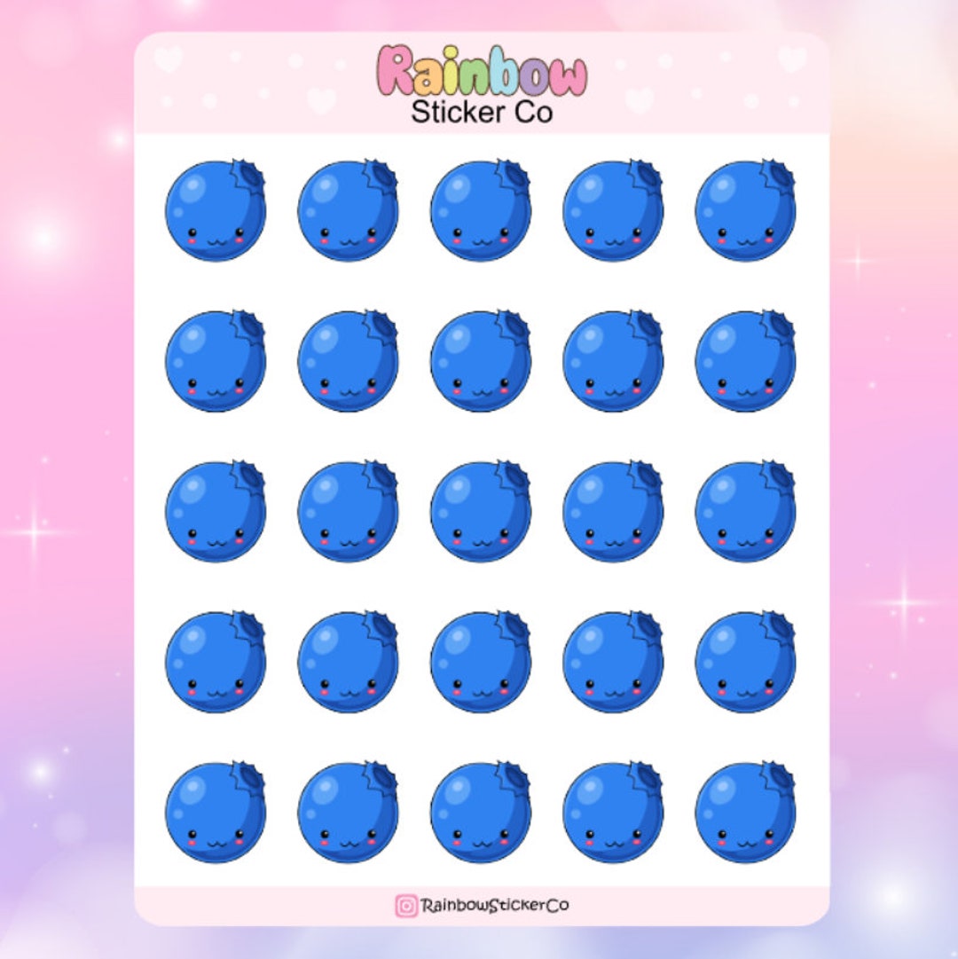 Blueberry Planner Stickers, Cute Kawaii Fruit Planner Stickers, Back to ...
