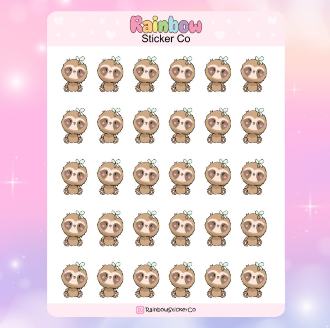 Sloth Planner Stickers, Cute Kawaii Planner Stickers, Cute Sloth ...