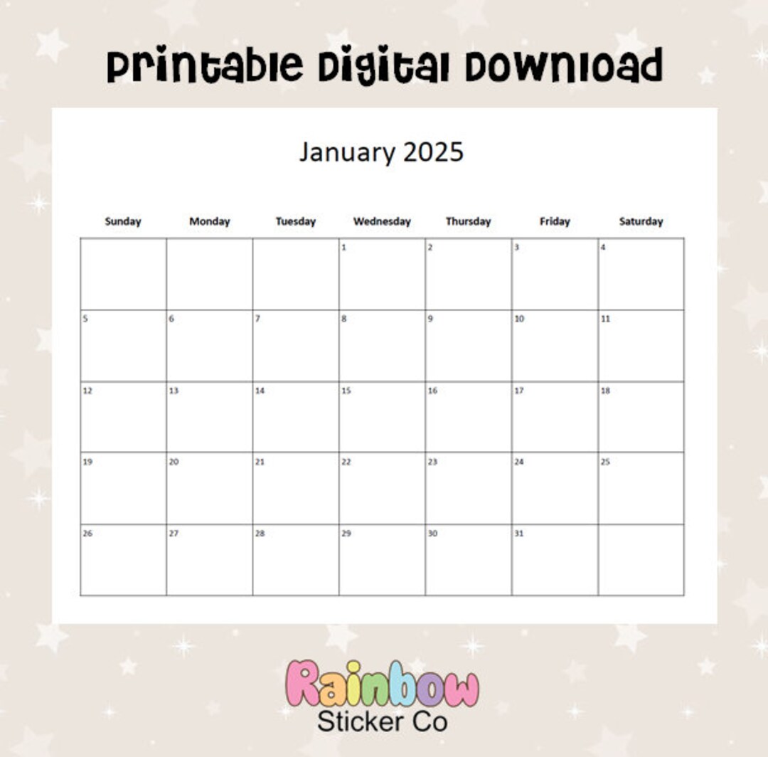 Printable January 2025 Monthly Calendars, Minimalist Design, Editable ...