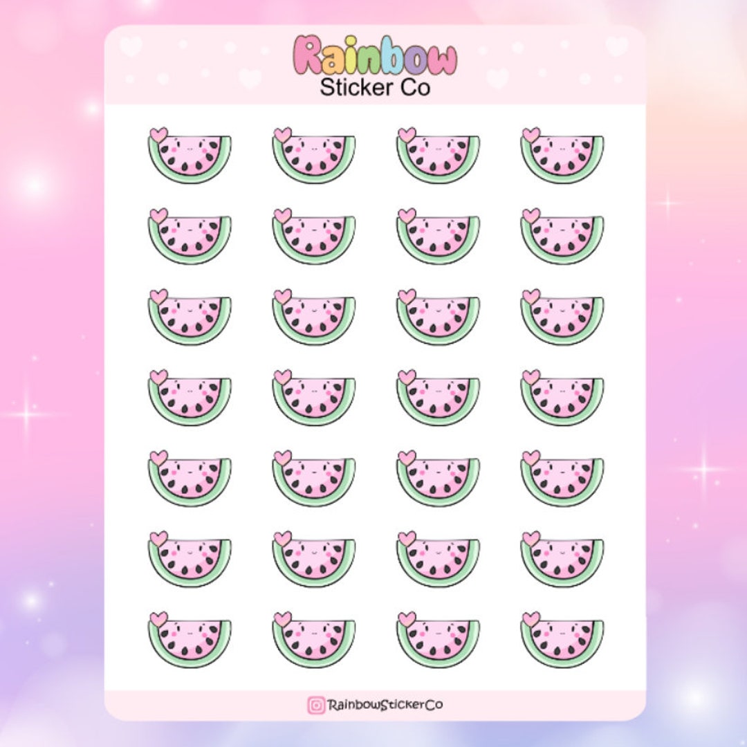 Watermelon Slices Planner Stickers, Cute Kawaii Fruit Planner Stickers ...