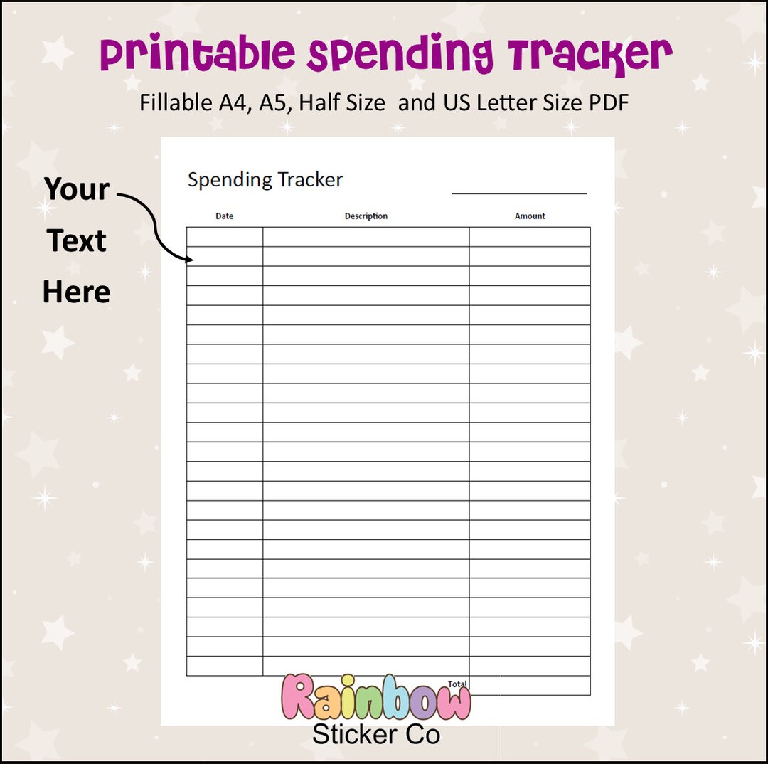 Printable Spending Tracker, Spending List Tracker, Organization ...