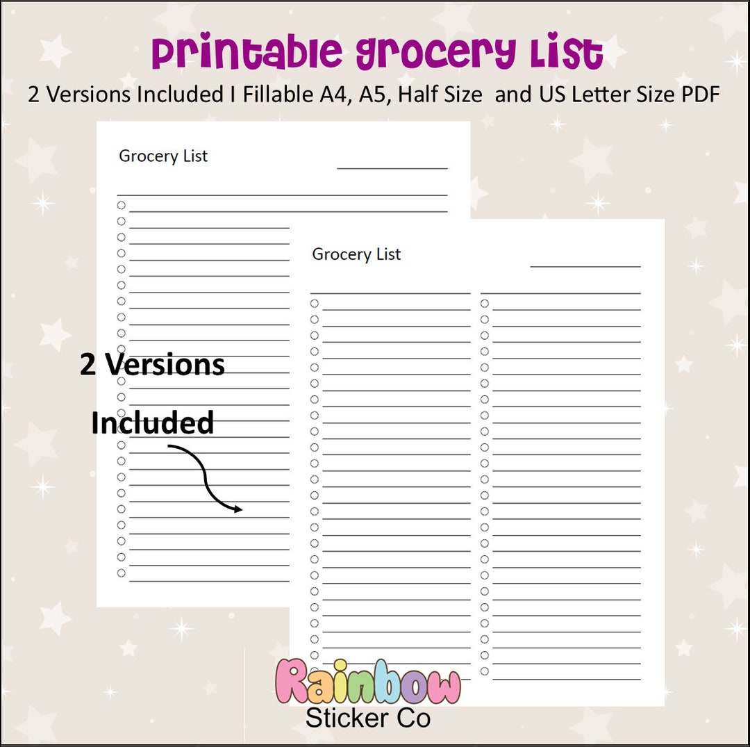 Printable Grocery List PDF, Meal Planning Printable, Minimalist ...