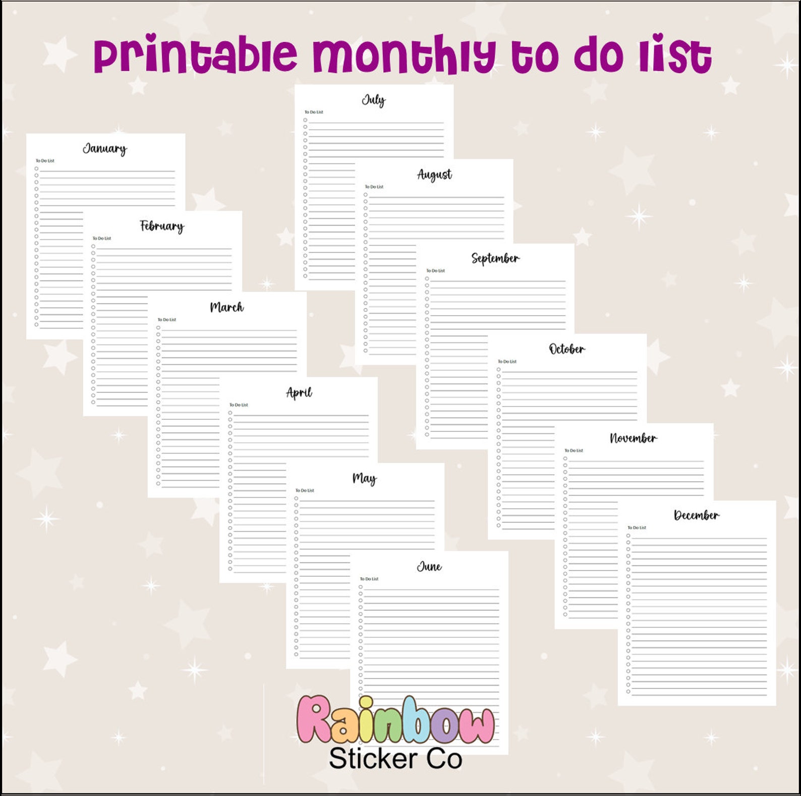 Printable Monthly to Do List With Monthly List Pages, Monthly Planner ...