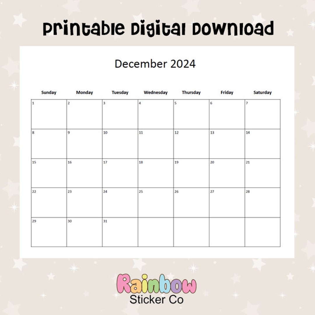 Printable December 2024 Monthly Calendars, Minimalist Design, Editable ...