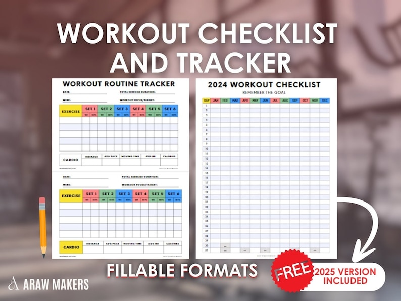 Workout Tracker Printable Workout Routine Tracker Daily Exercise Log ...
