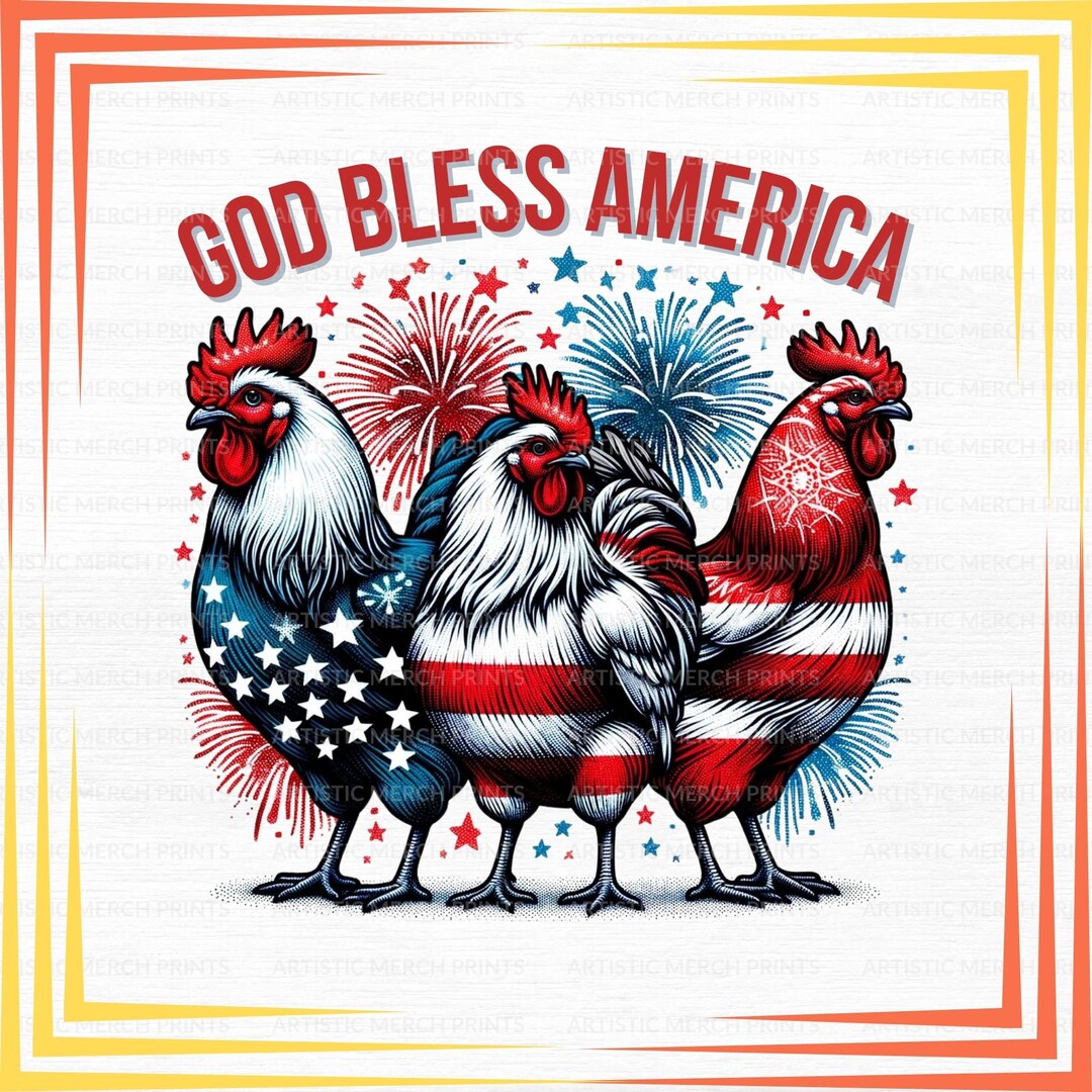 Patriotic USA Chicken SVG and PNG God Bless America Chicken Red White ...