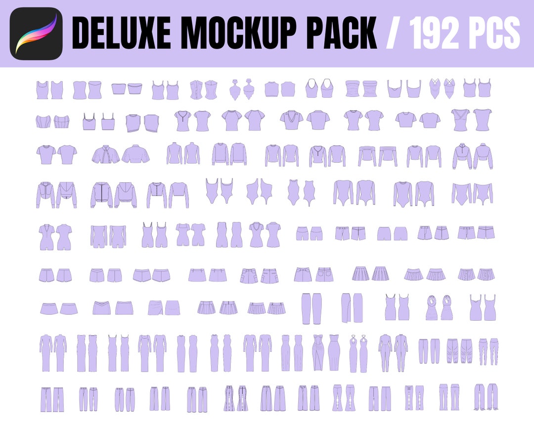 Deluxe Procreate Mockup Pack Women's Clothing Mockup Pack for Procreate ...