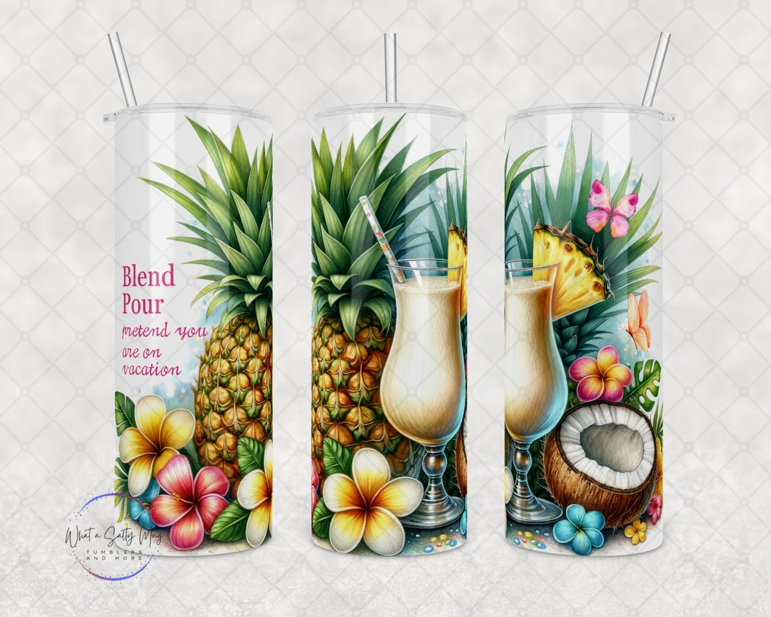 Pina Colada Tumbler: Insulated Stainless Steel Beach Cup (20oz or 30oz ...