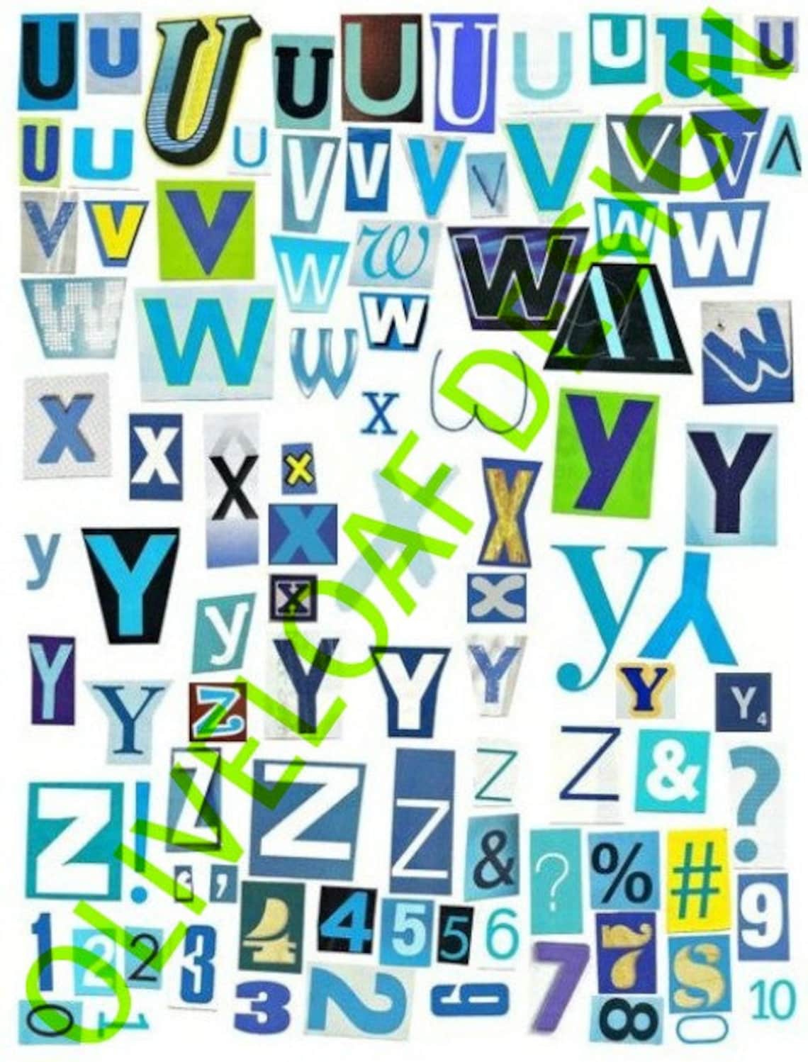 Blue Magazine Cutout Letters A-Z, 1-10 (JPG Digital Download) - Etsy