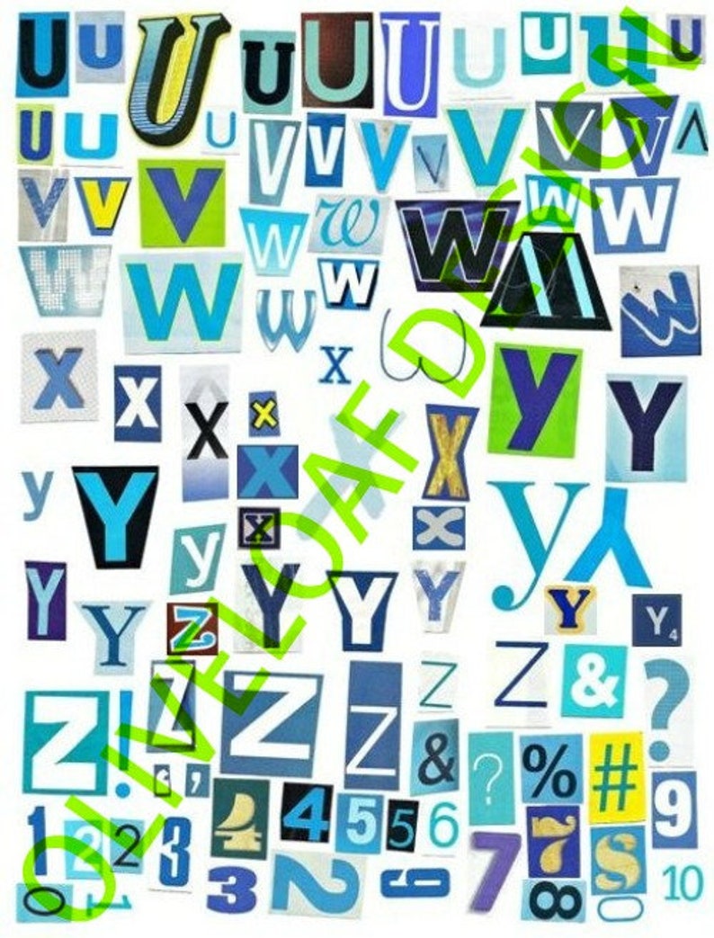 Blue Magazine Cutout Letters A-Z, 1-10 (JPG Digital Download) - Etsy