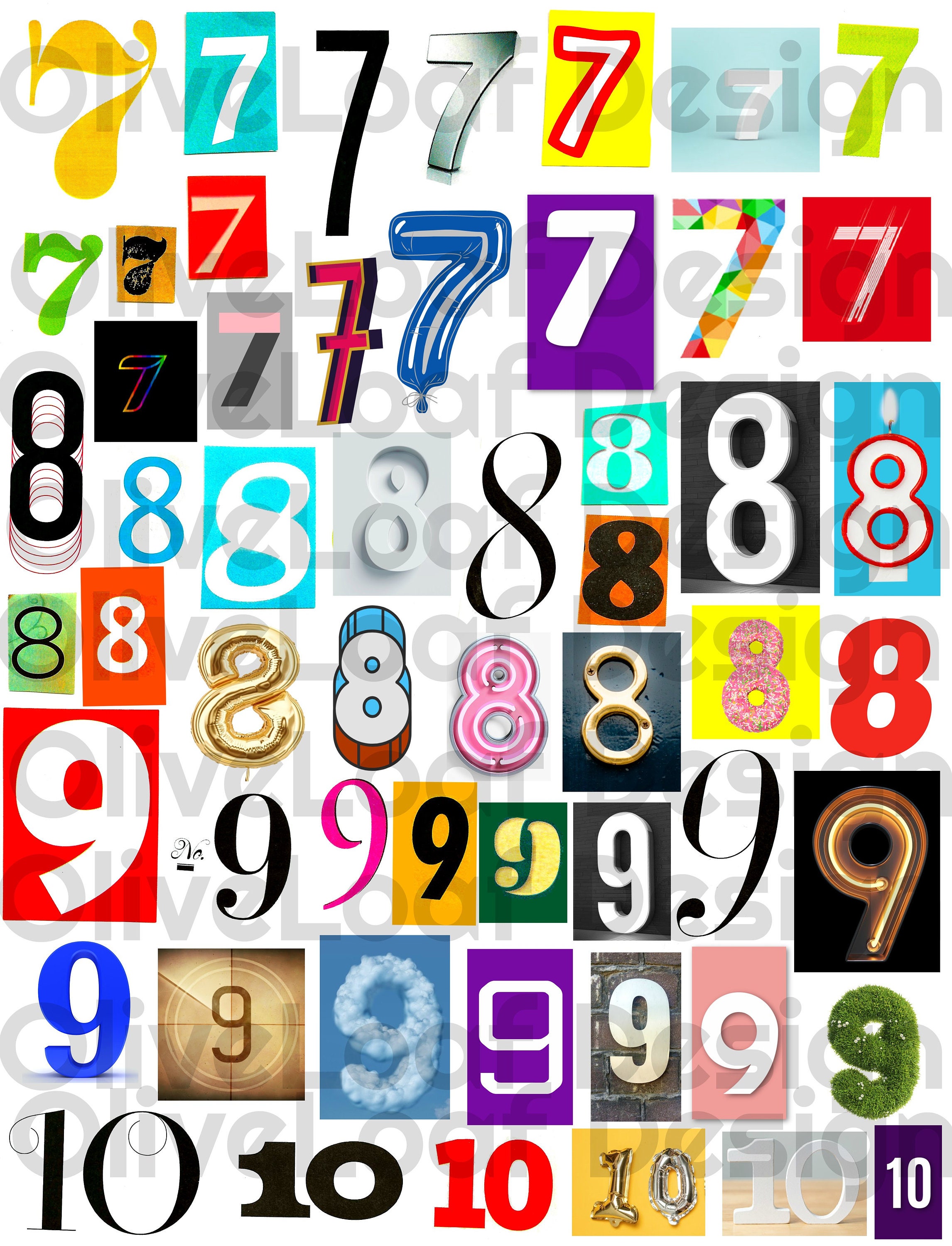 Magazine Cutout Numbers & Symbols: Collage Printable (JPG) - Etsy