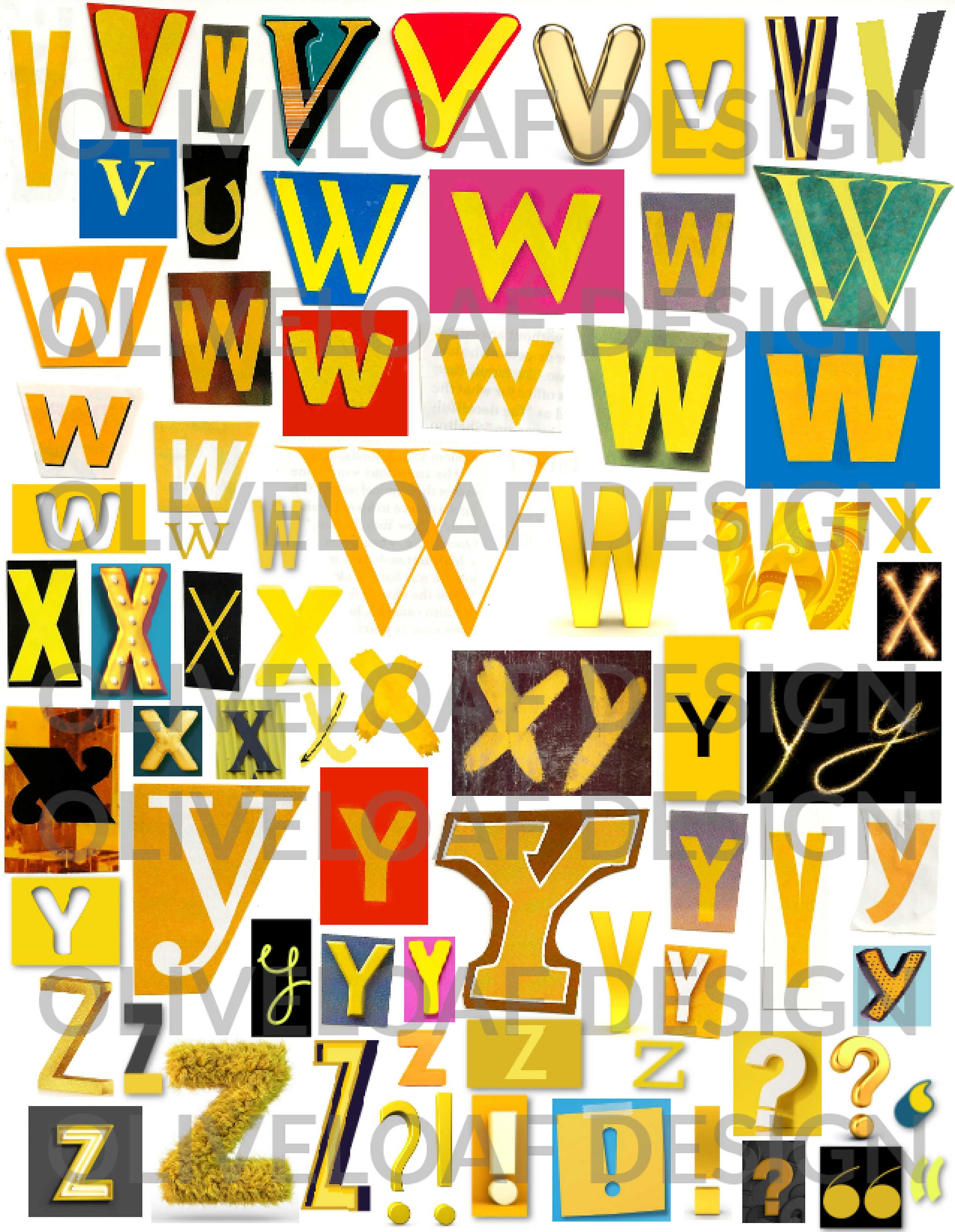 Yellow Magazine Cutout Letters: Printable Collage Alphabet (digital ...