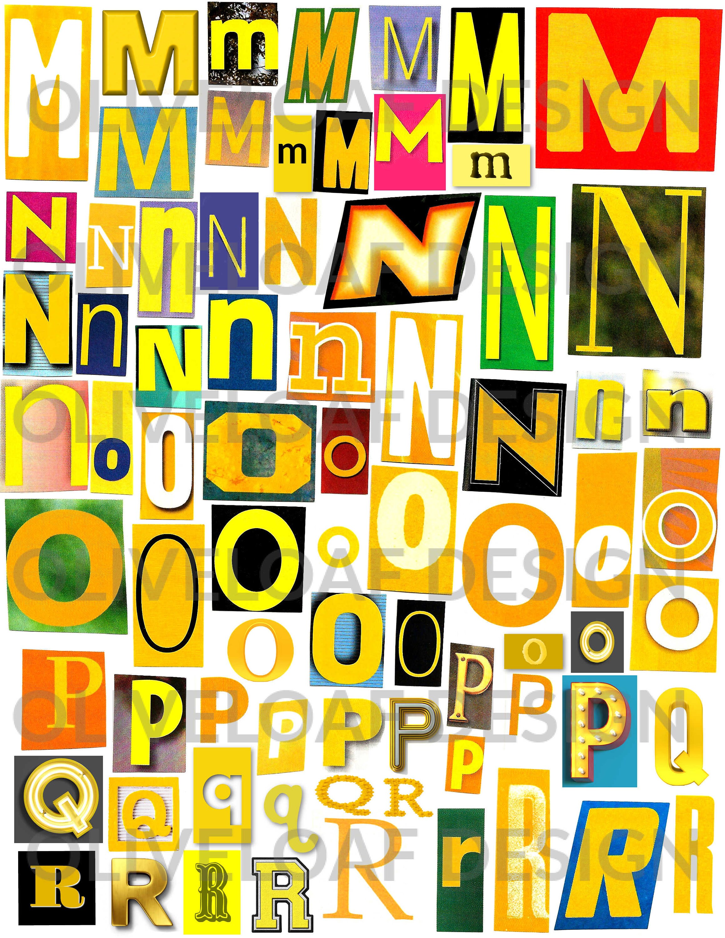 Yellow Magazine Cutout Letters: Printable Collage Alphabet (digital ...