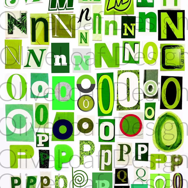 Printable Green Magazine Cutout Letters: Collage Alphabet (JPG) - Etsy