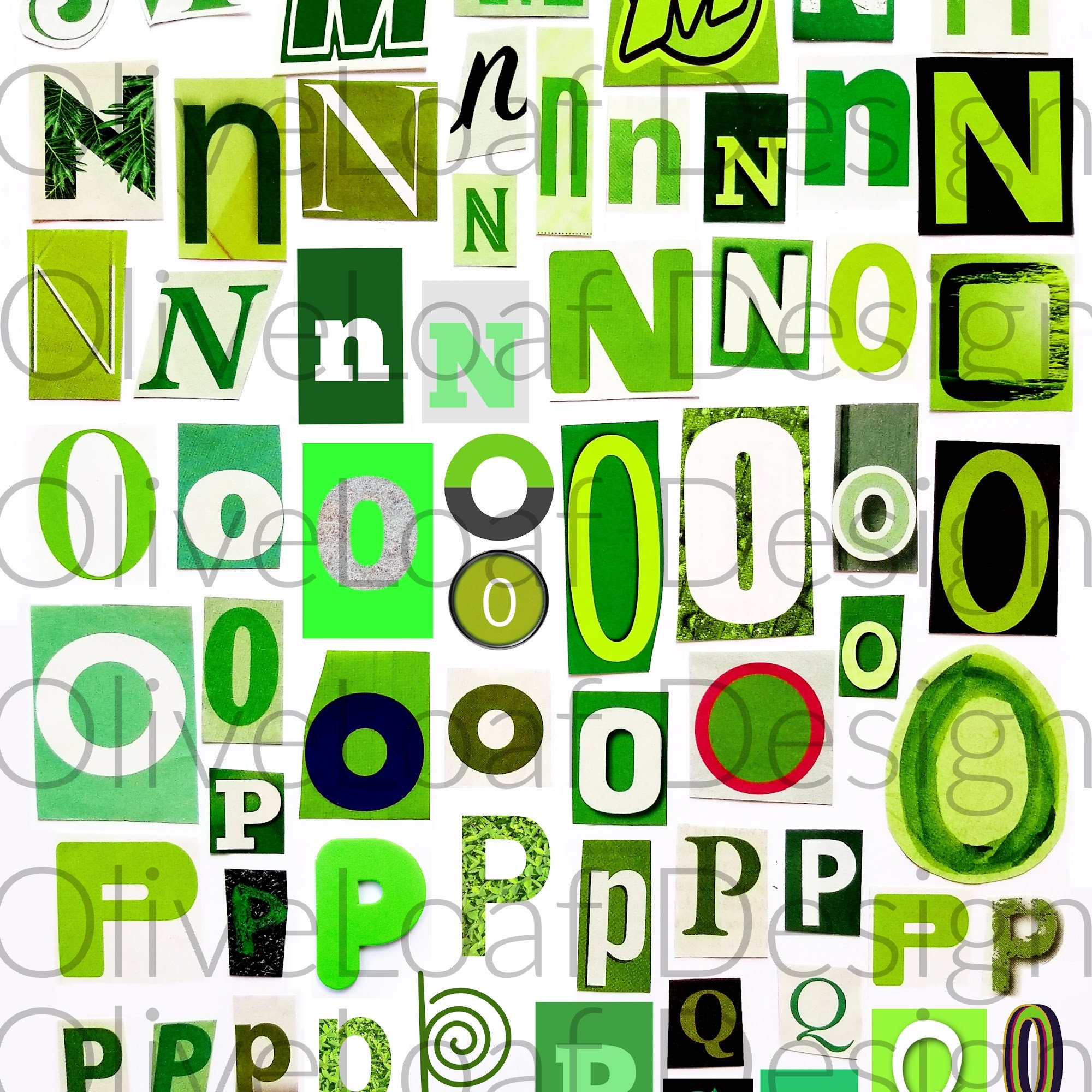 Printable Green Magazine Cutout Letters: Collage Alphabet (JPG) - Etsy