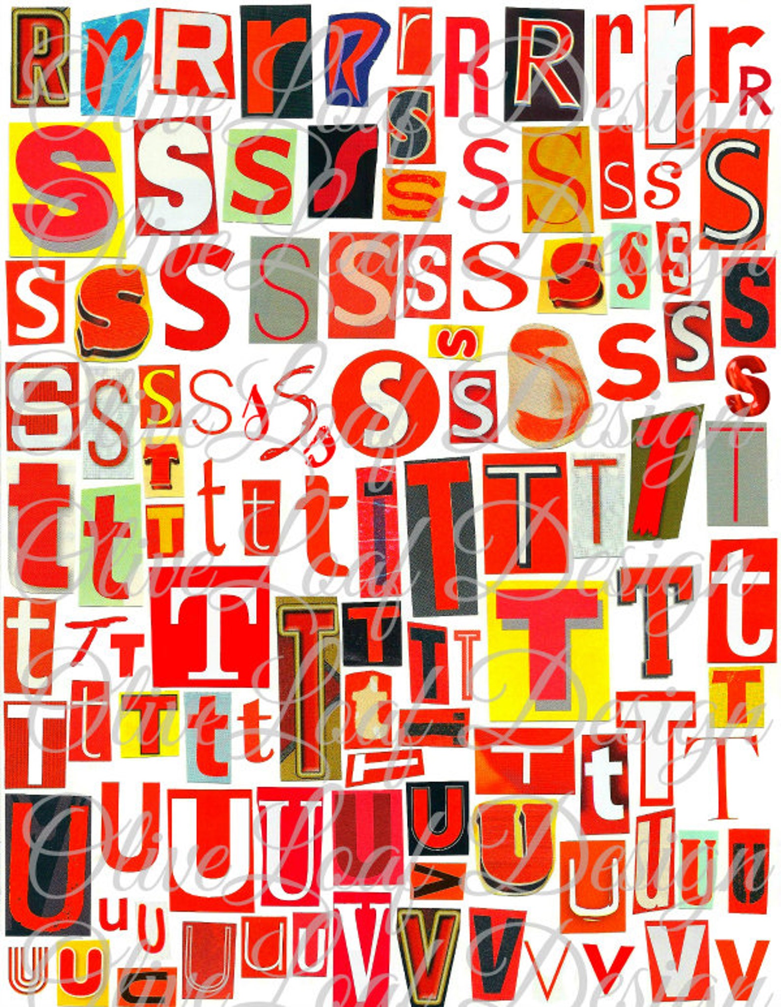 Printable Digital Alphabet - Red Series, A to Z, 1-10, Magazine Red ...