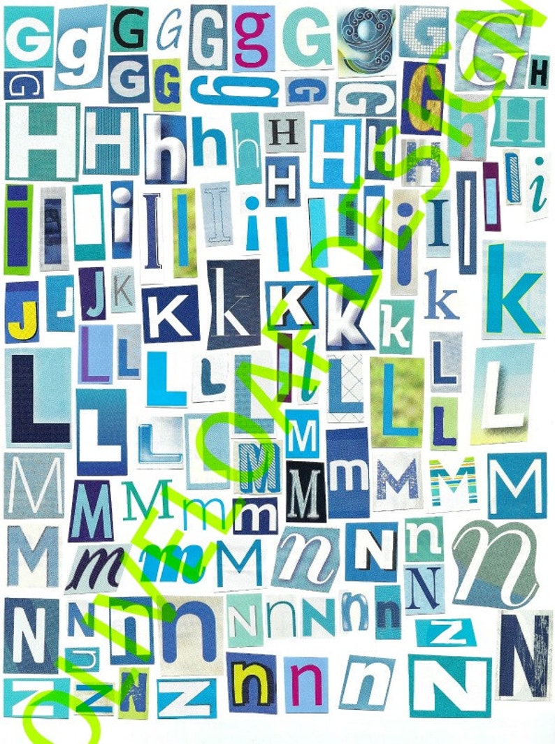 Blue Magazine Cutout Letters A-Z, 1-10 (JPG Digital Download) - Etsy ...