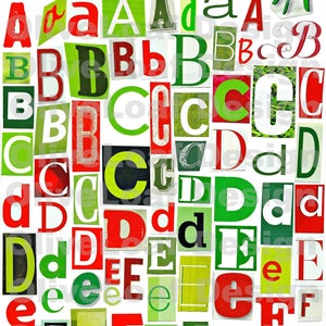 Christmas Magazine Cutout Letters: Red & Green Printable Alphabet (JPG ...