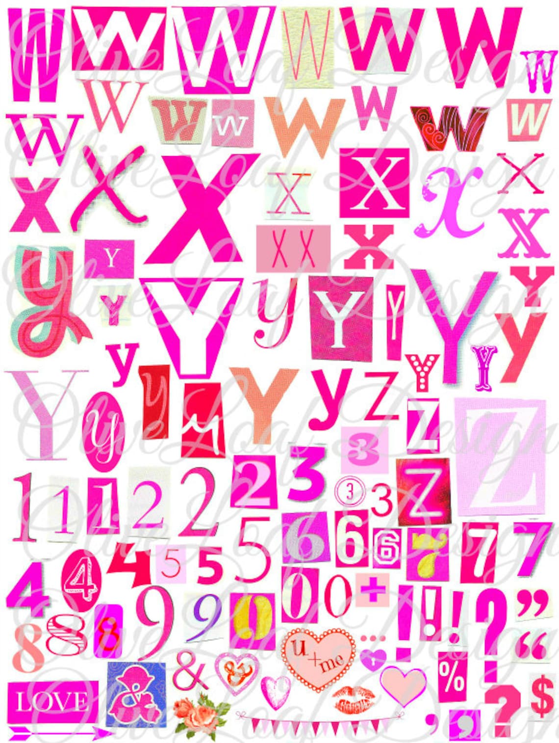 Pink Magazine Cutout Letters: Collage Alphabet (JPG Digital Download ...