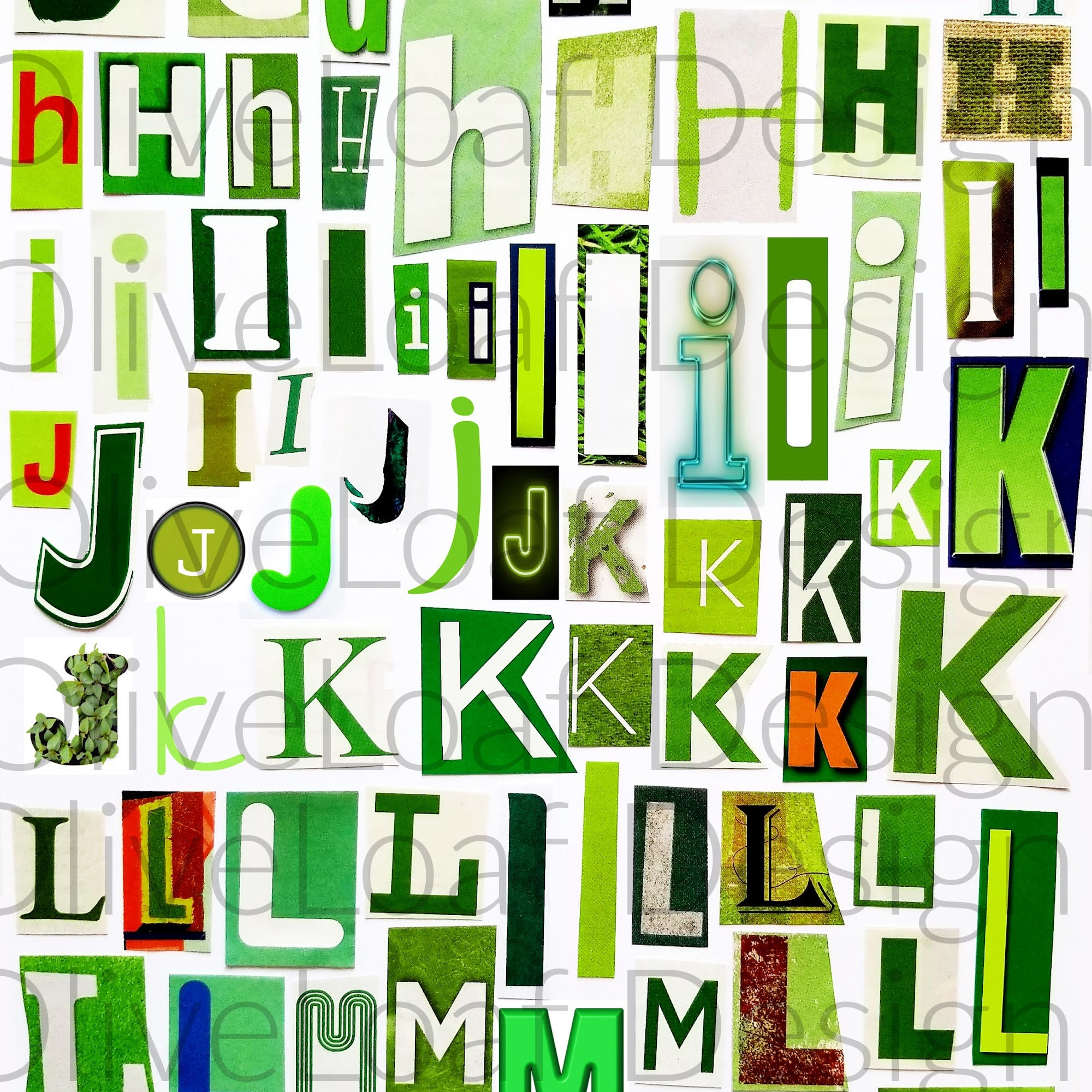 Printable Green Magazine Cutout Letters: Collage Alphabet (JPG) - Etsy