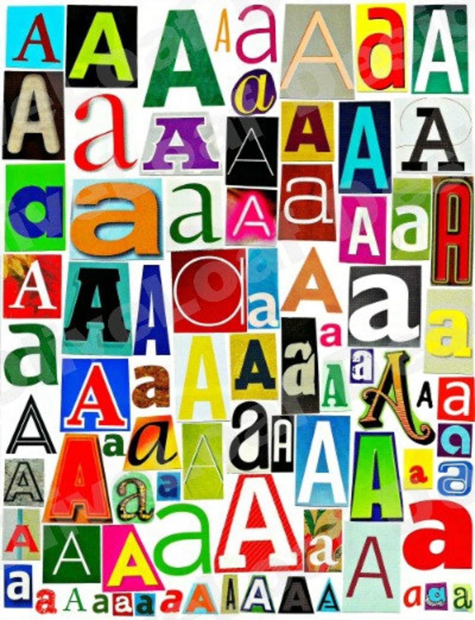 Multicolor Single Letter A-a, Printable Digital Single Letter Series ...