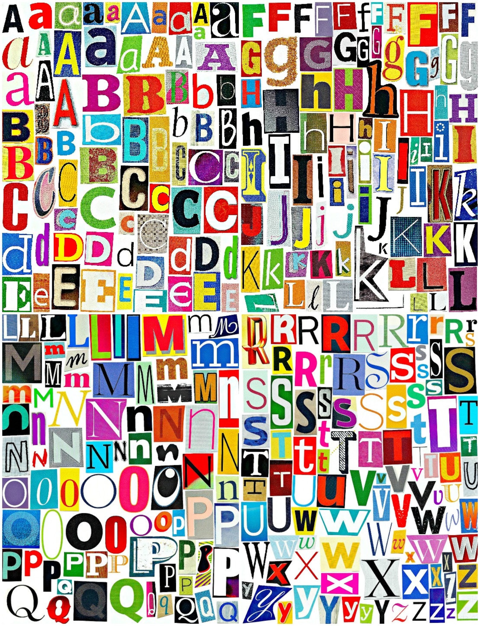 Multicolor Set 3 Printable Digital Alphabet, A to Z, Magazine Letters ...
