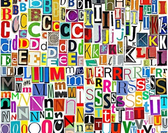Magazine Cutout Letters: Colorful Collage Alphabet (JPG Digital Sheet ...