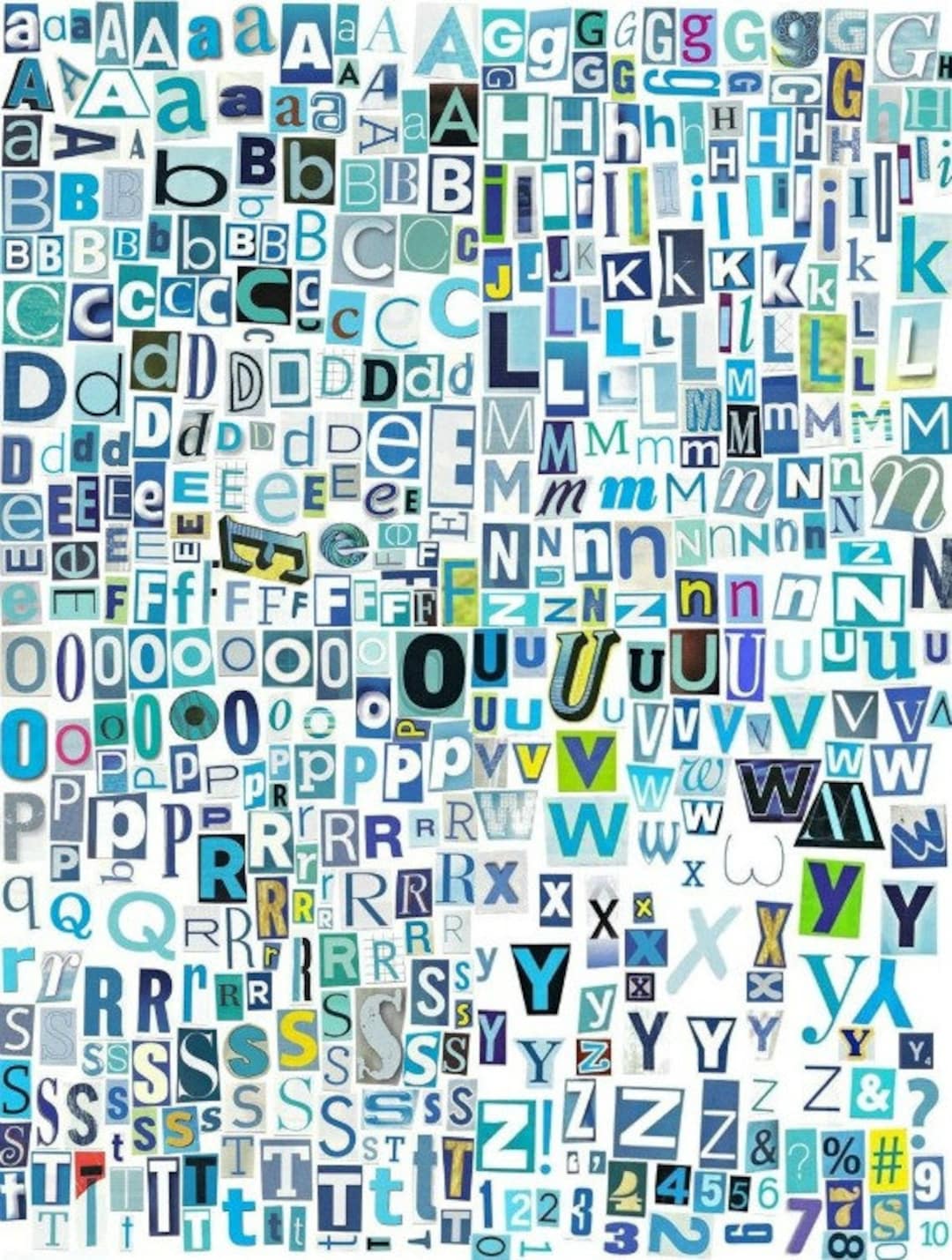 Printable Digital Alphabet - the Blues Series, A to Z, 1-10, Magazine ...