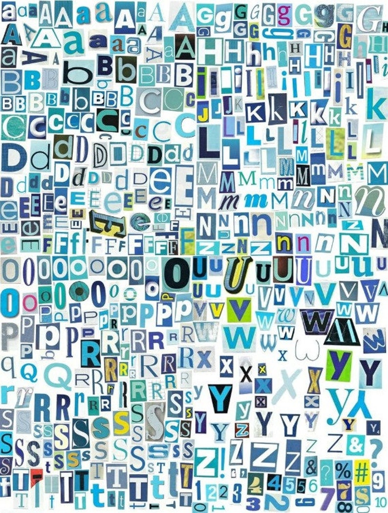 Blue Magazine Cutout Letters A-Z, 1-10 (JPG Digital Download) - Etsy