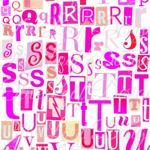 Pink Magazine Cutout Letters: Collage Alphabet (JPG Digital Download ...
