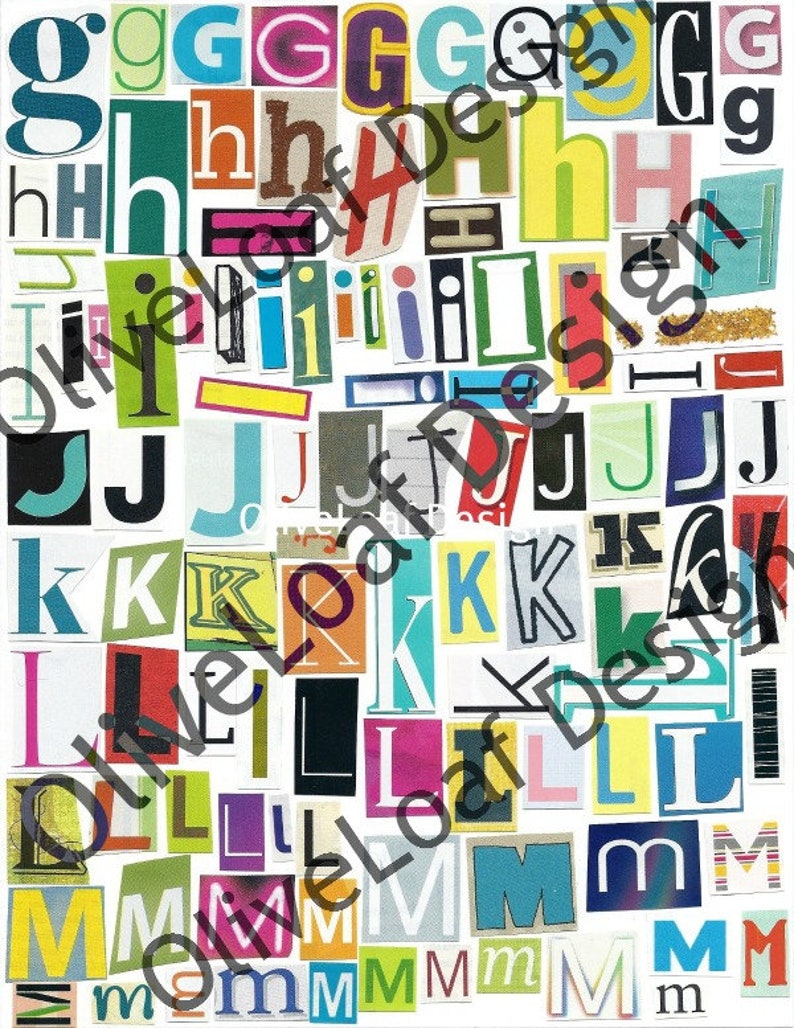 Multicolor Set 1 Printable Digital Alphabet, A to Z, Magazine Letters ...