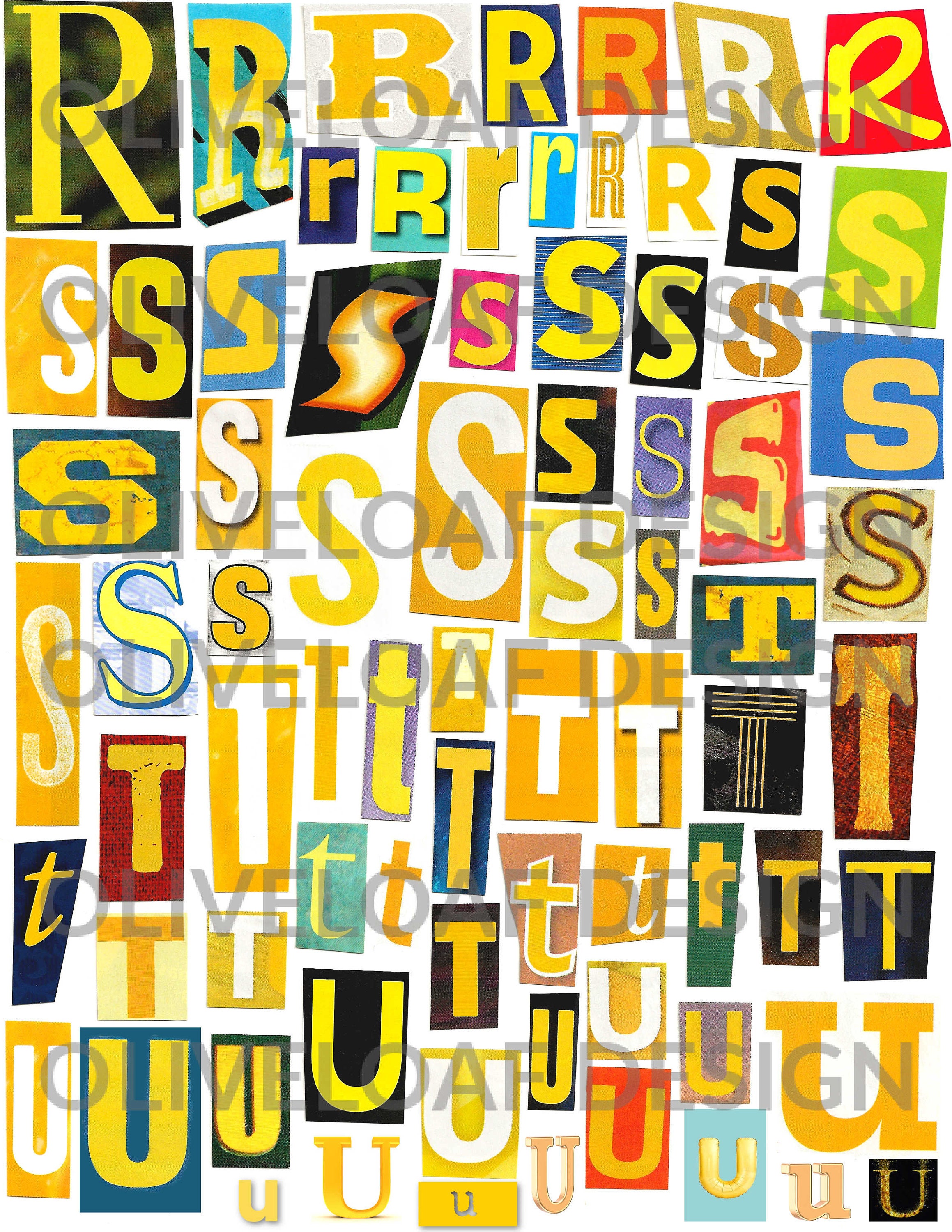 Yellow Magazine Cutout Letters: Printable Collage Alphabet (digital ...