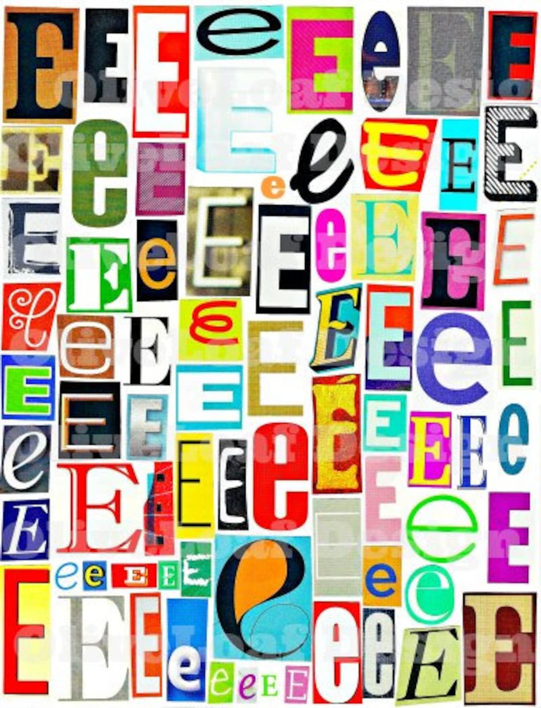 Multicolor Single Letter E-e, Printable Digital Single Letter Series ...