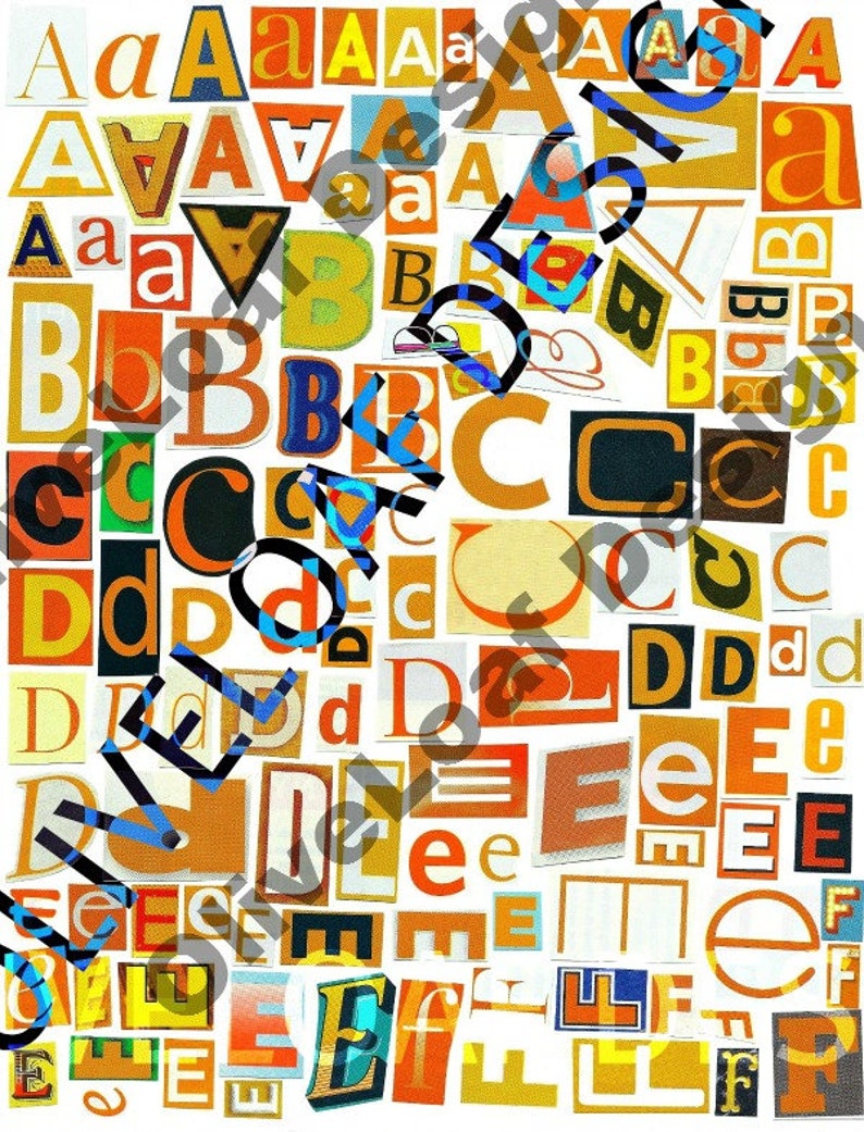 Printable Magazine Cutout Letters: Orange Collage (JPG) - Etsy