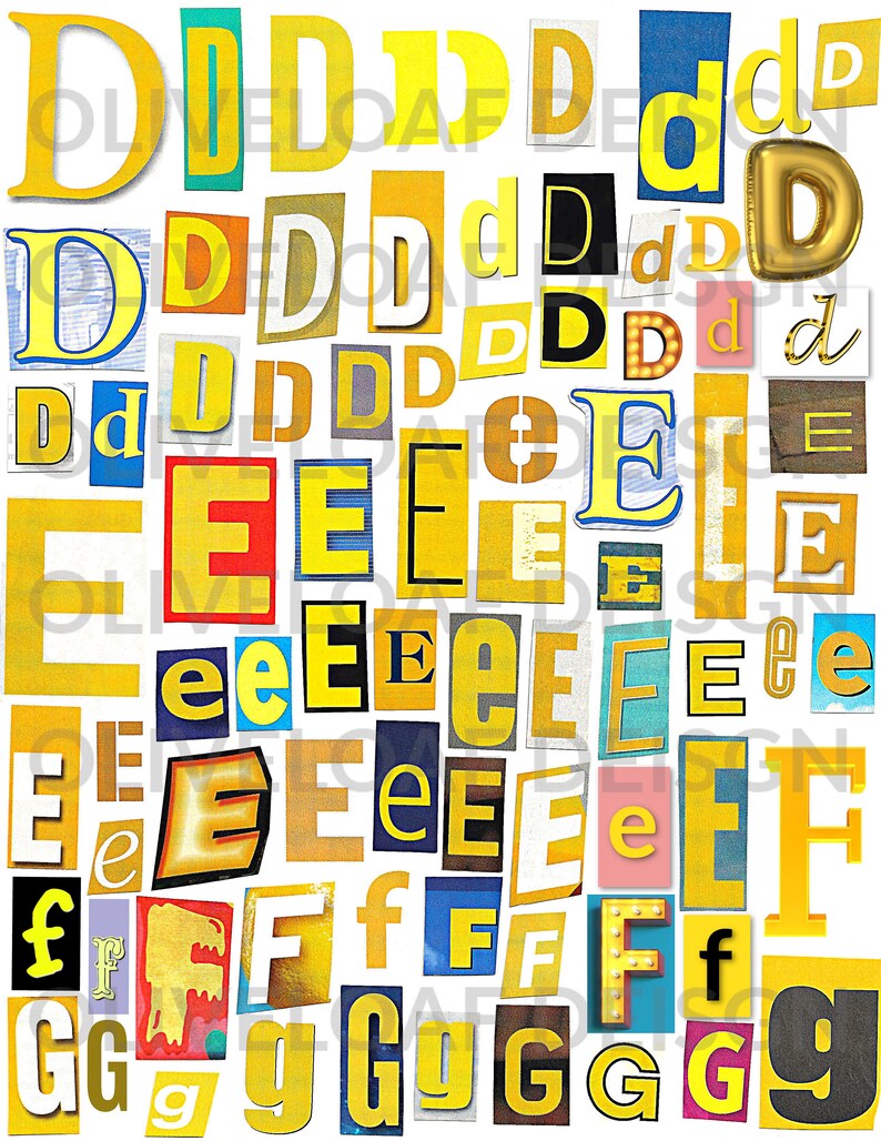 Printable Digital Alphabet - Yellow Series, A to Z, Symbols, Cutout ...