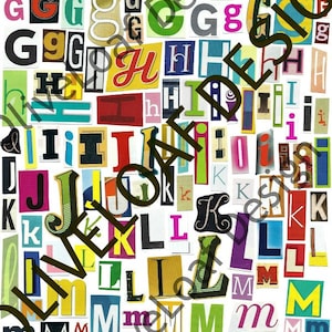 Magazine Cutout Letters: Colorful Collage Alphabet (JPG Digital Sheet ...