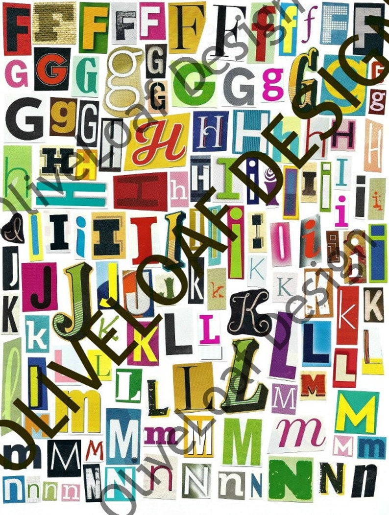 Magazine Cutout Letters: Colorful Collage Alphabet (JPG Digital Sheet ...