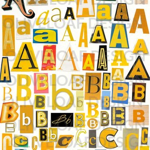 Yellow Magazine Cutout Letters: Printable Collage Alphabet (digital ...