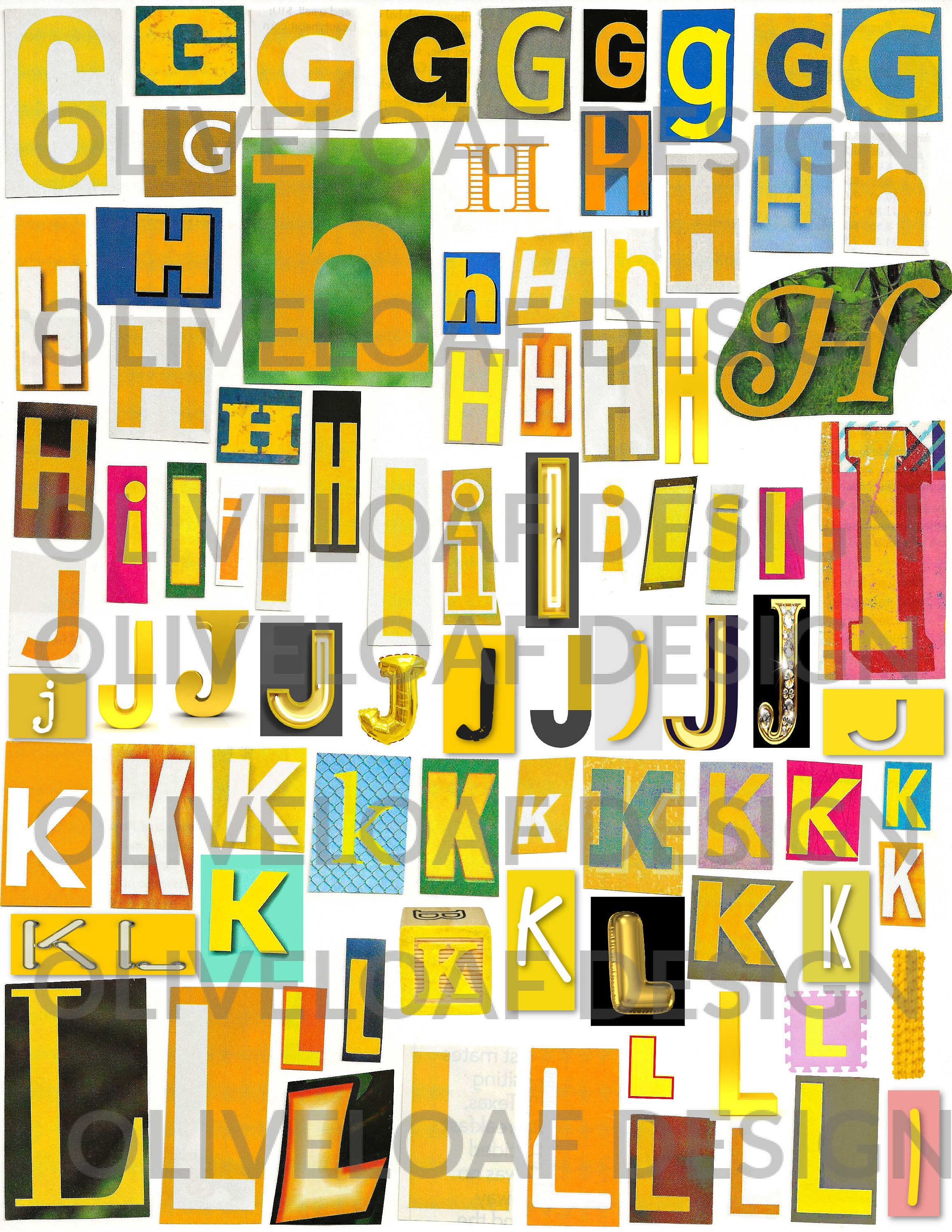 Yellow Magazine Cutout Letters: Printable Collage Alphabet (digital ...