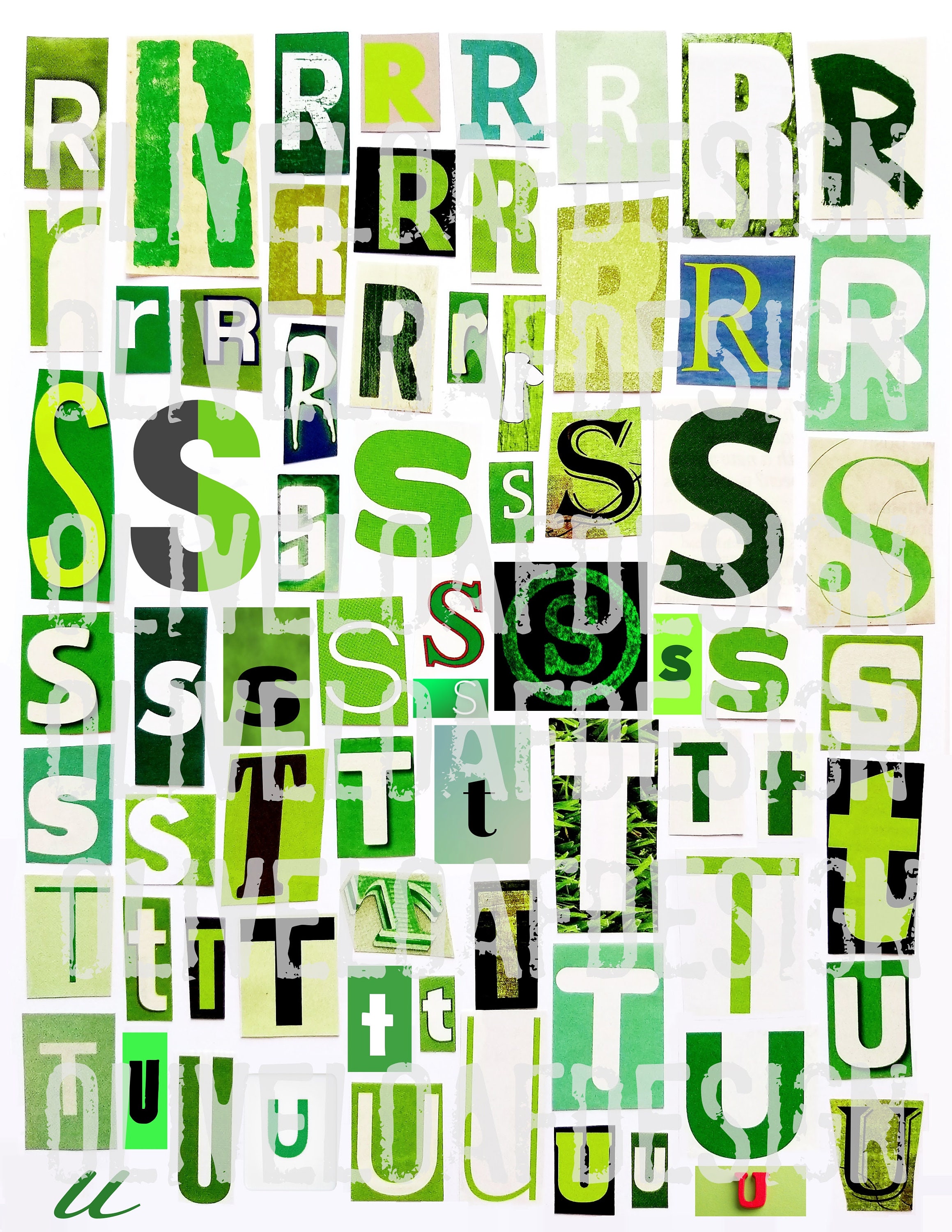 Printable Digital Alphabet - GREEN Series, A to Z, 0-9, Magazine Green ...