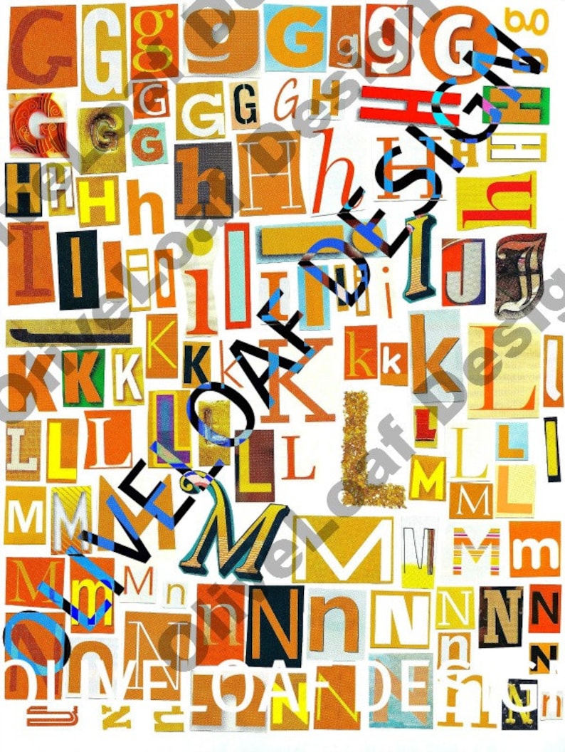 Printable Magazine Cutout Letters: Orange Collage (JPG) - Etsy