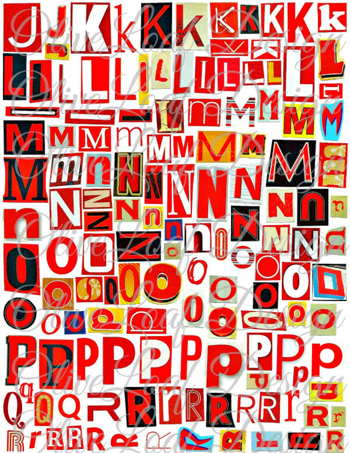 Printable Digital Alphabet Red Series, A to Z, 1-10, Magazine Red ...