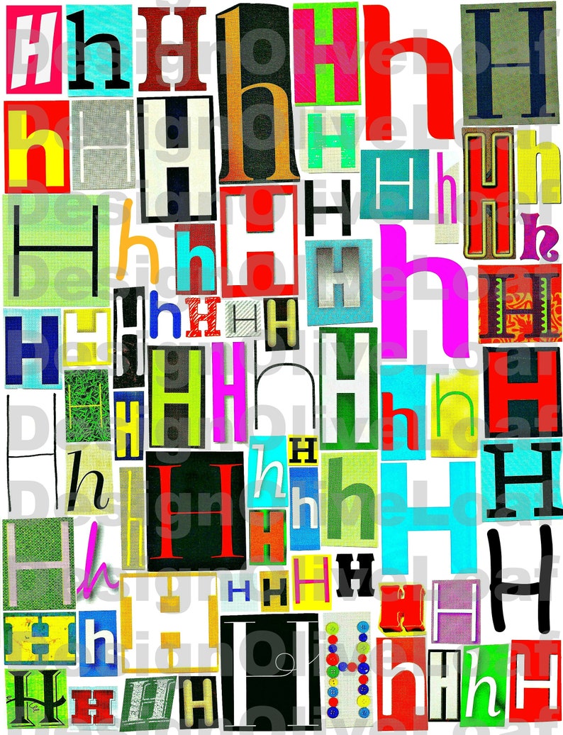 Multicolor Single Letter H-h, Printable Digital Single Letter Series ...
