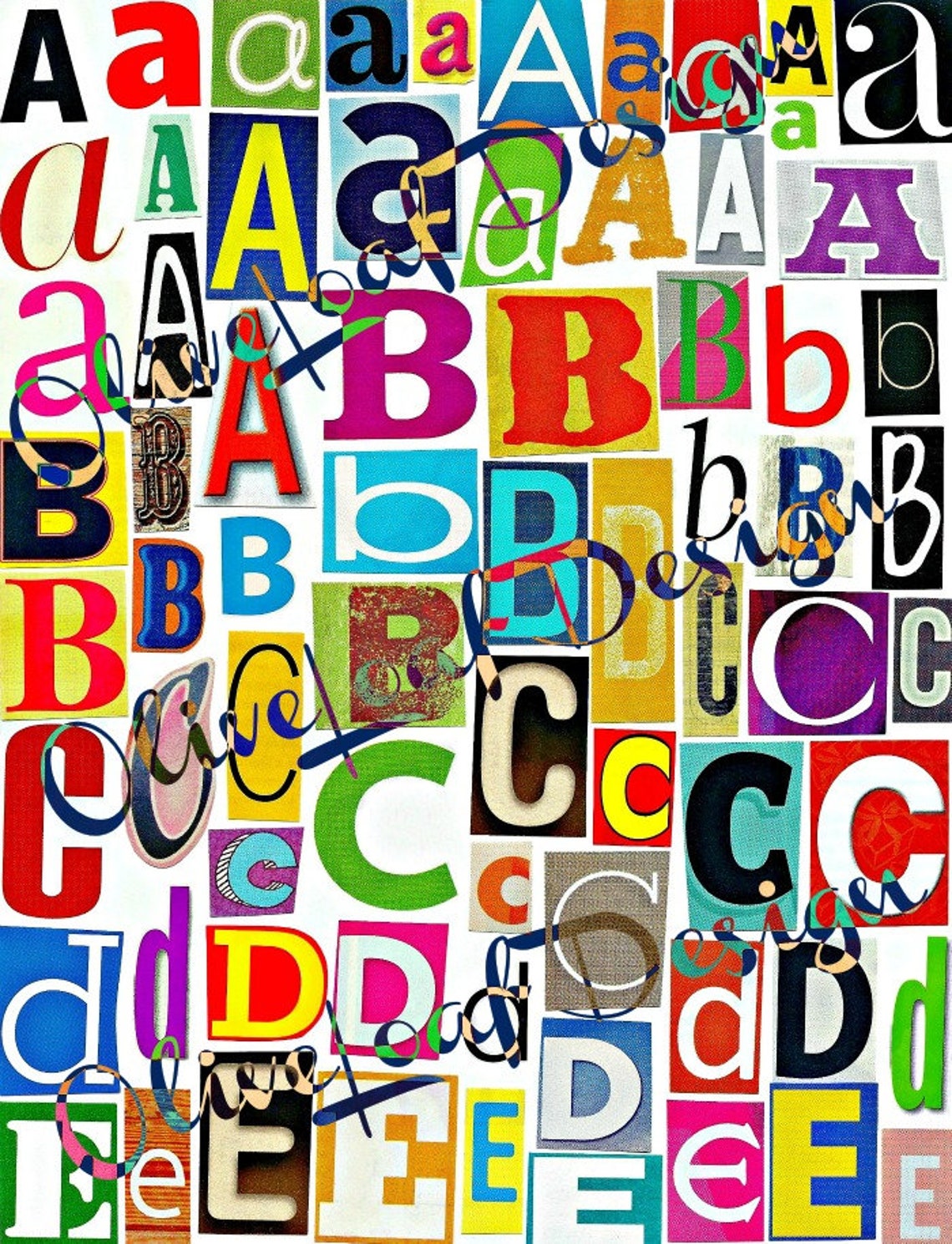 Multicolor Set 3 Printable Digital Alphabet, A to Z, Magazine Letters ...