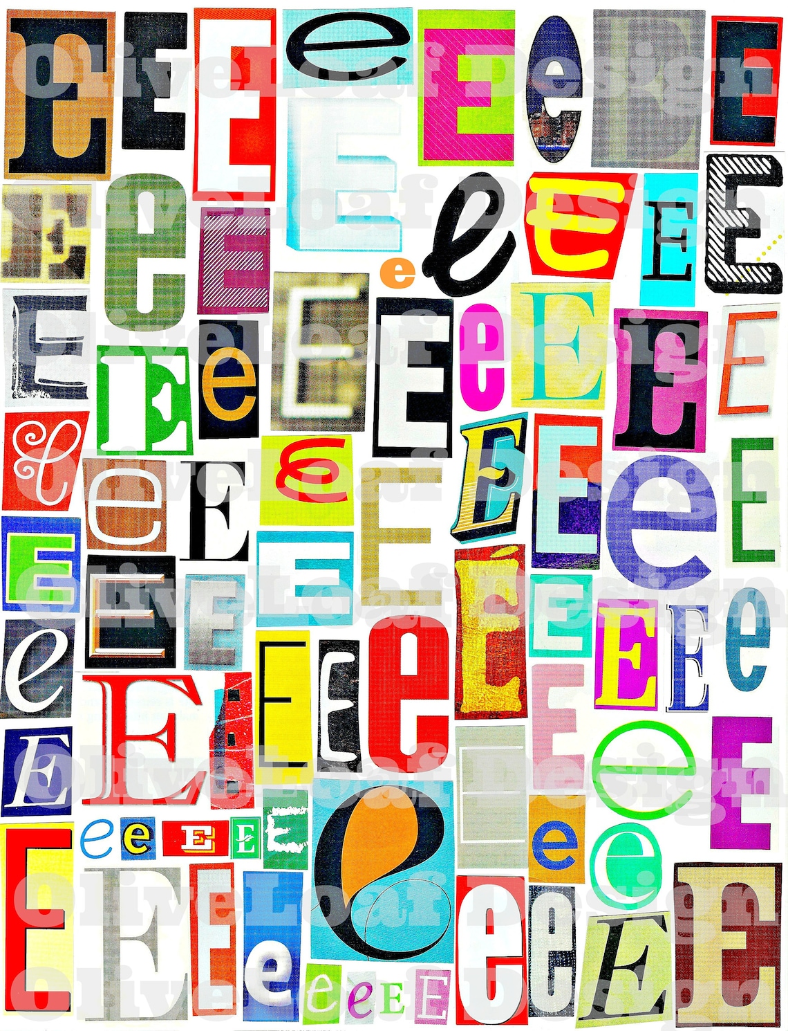 Multicolor Single Letter E-e, Printable Digital Single Letter Series ...