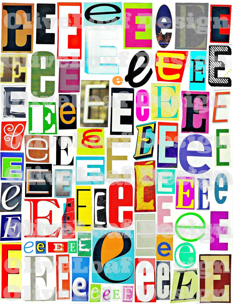 Multicolor Single Letter E-e, Printable Digital Single Letter Series ...