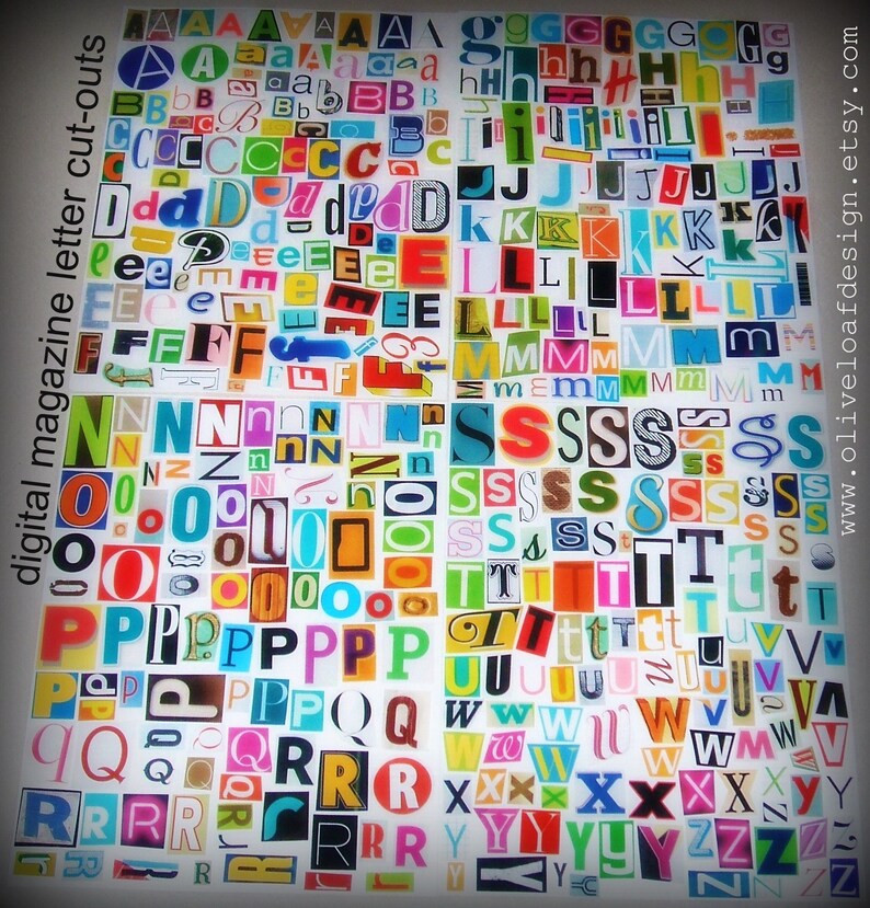 Multicolor Set 1 Printable Digital Alphabet, A to Z, Magazine Letters ...