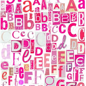 Pink Magazine Cutout Letters: Collage Alphabet (JPG Digital Download ...