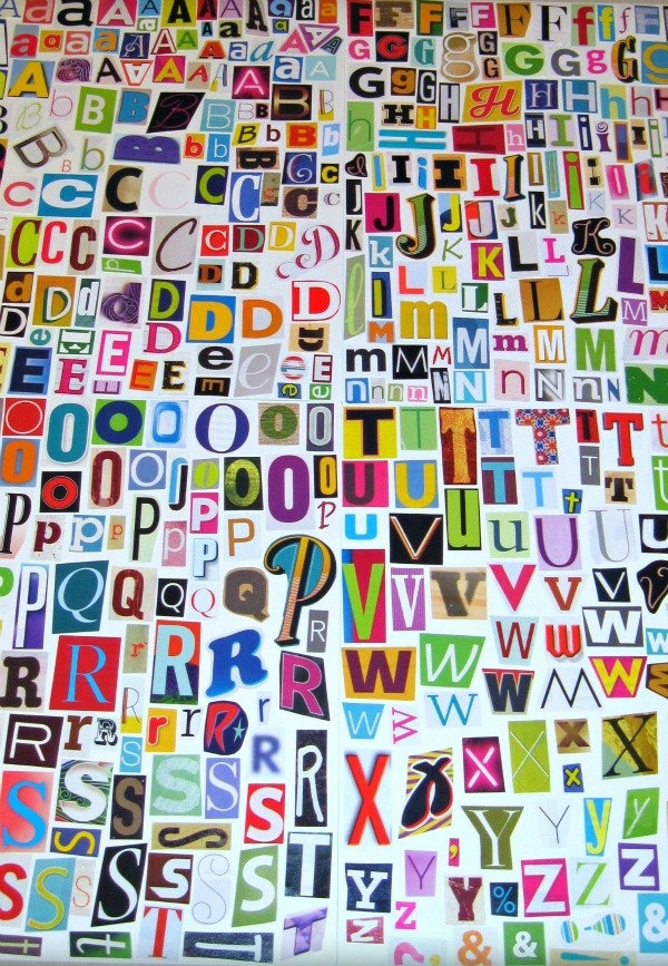 Magazine Cutout Letters: Colorful Collage Alphabet (JPG Digital Sheet ...